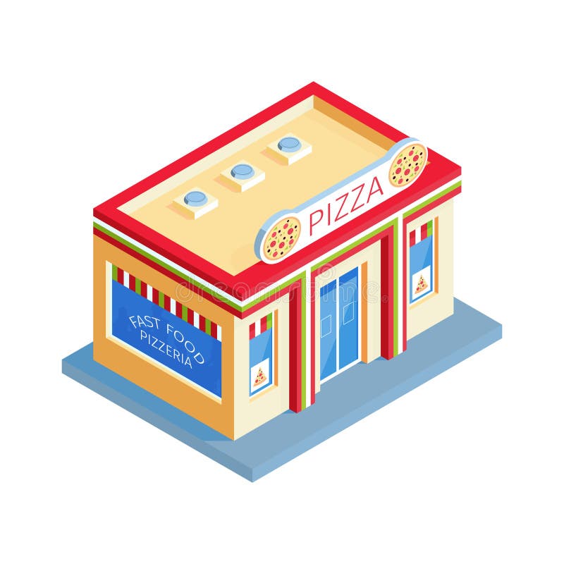 Pizza Restaurant Building Composition Stock Vector - Illustration of ...
