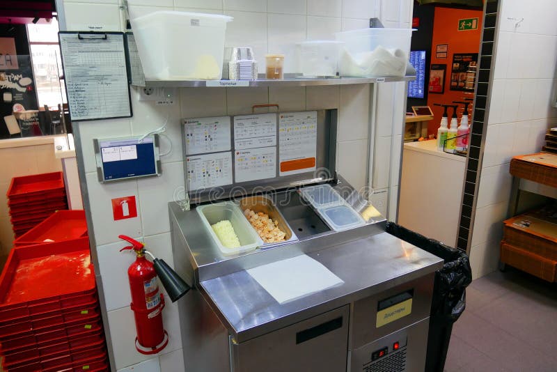Pizza Restaurant. the Interior of the Pizzeria Inside the Kitchen ...