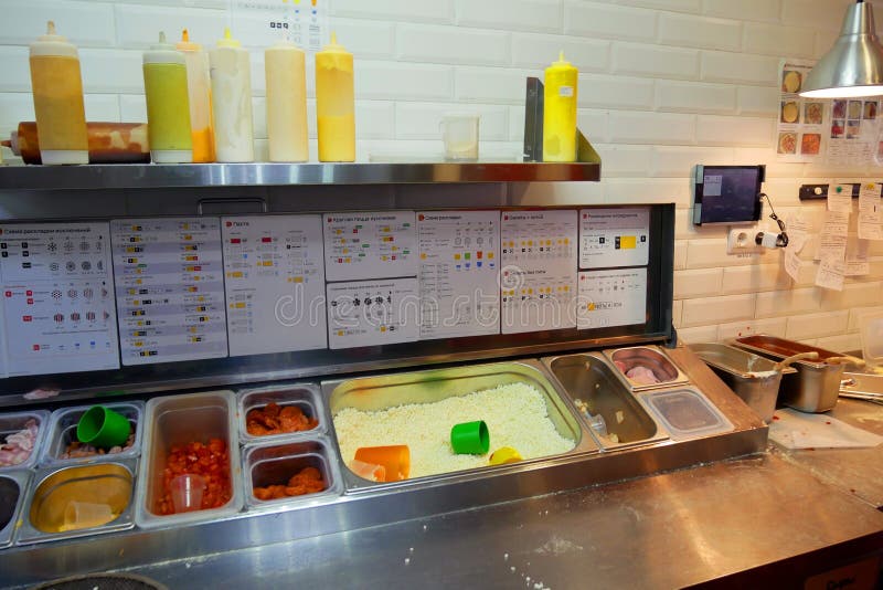 Pizza Restaurant. the Interior of the Pizzeria Inside the Kitchen ...