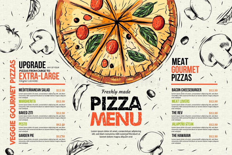 Pizza Restaurant Menu Template Food Design Vector Stock Vector ...