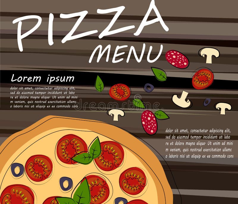 Pizza Restaurant Menu Template with Ingredients. Vector Stock Vector ...