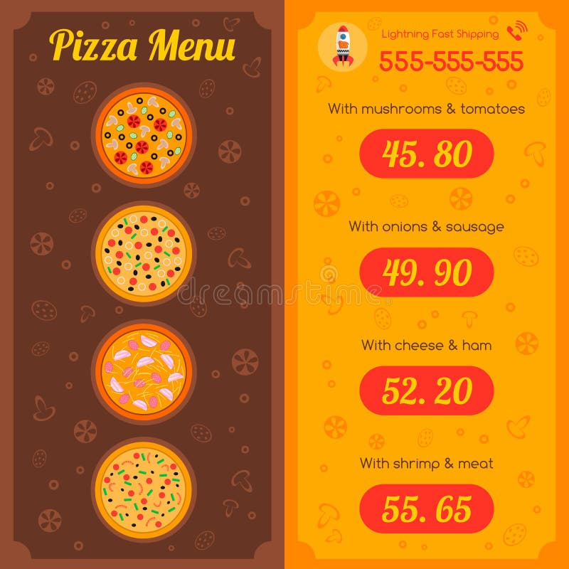 Pizza Menu Chalkboard Background Stock Vector - Illustration of mustard ...