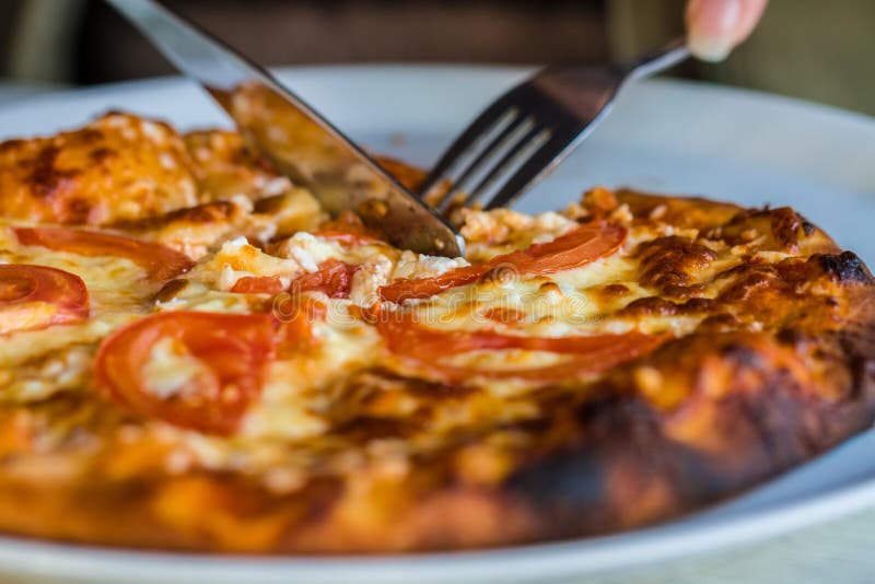 Pizza in restaurant stock image. Image of italian, baked - 36669901