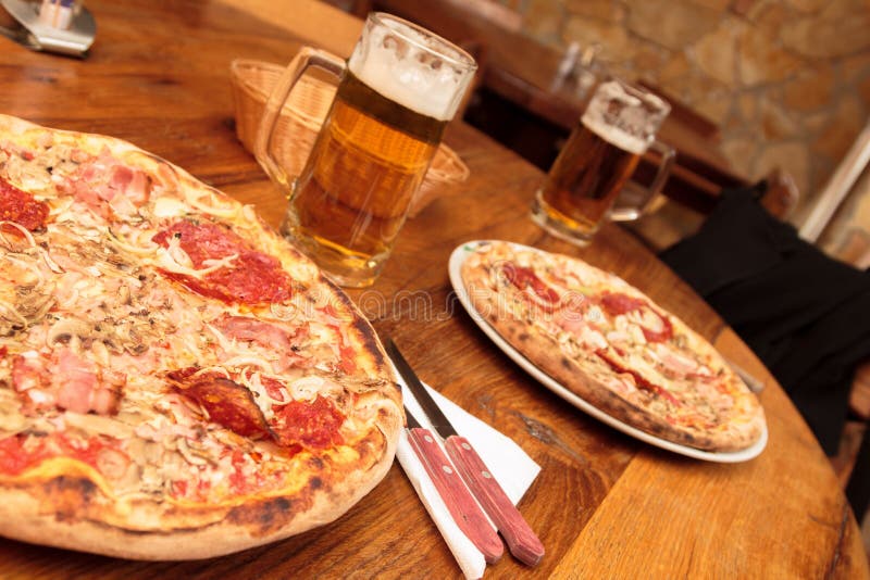 Pizza in restaurant stock photo. Image of garden, cheese - 38690558