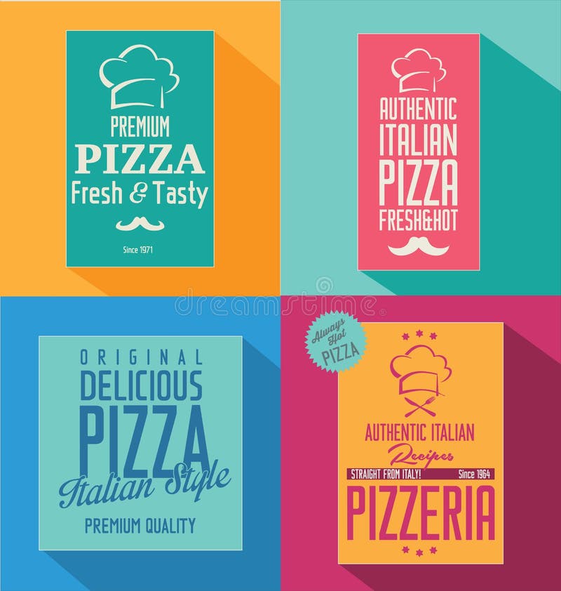 Pizza Retro Banner Collection Design Stock Illustration - Illustration ...
