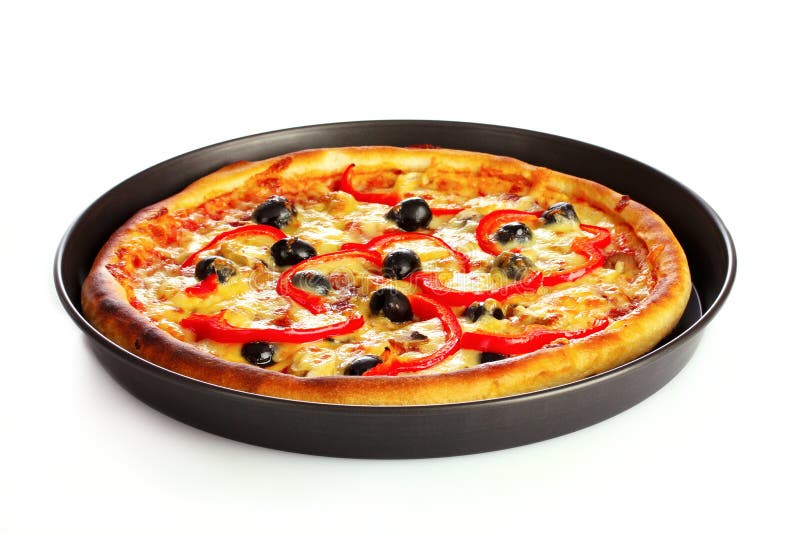 Pizza Sabrosa En La Placa Aislada Foto de archivo - Imagen de delicioso ...