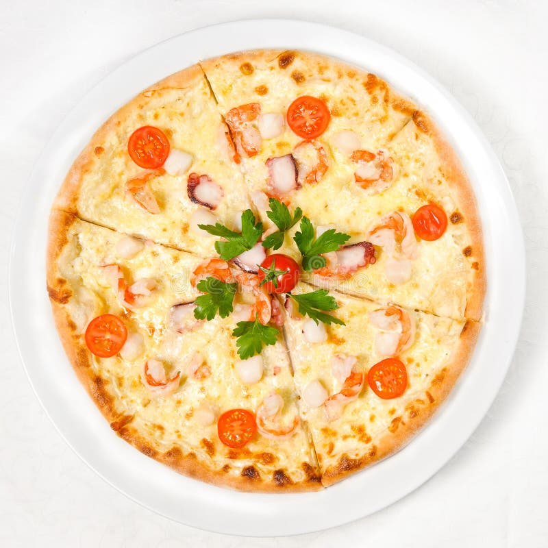 Pizza with seafood stock image. Image of meal, lunch - 36600793