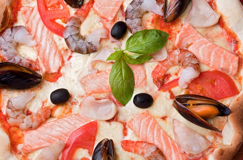 Pizza with seafood stock image. Image of food, sauce - 48544335