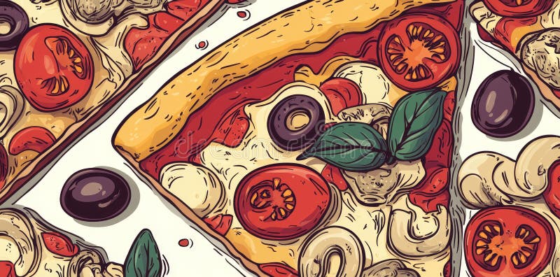 Pizza Seamless Pattern Creates an Elegant Food Repeat Background ...
