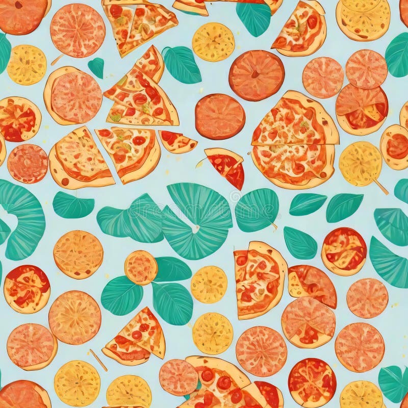 Pizza Seamless Pattern stock illustration. Illustration of ...