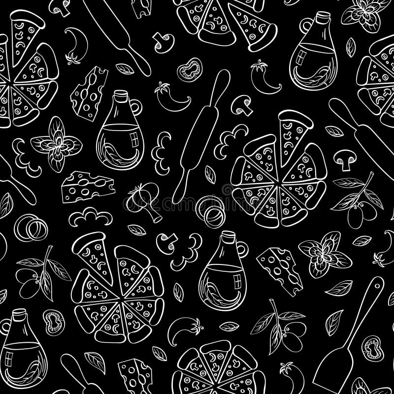 Pizza seamless pattern stock vector. Illustration of drawn - 191308227 Pizza seamless pattern stock vector. Illustration of drawn - 191308227