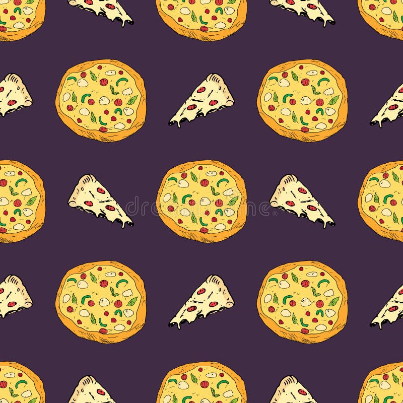 Pizza Seamless Pattern Hand Drawn Sketch. Pizza Slice Doodles And Words ... Pizza Seamless Pattern Hand Drawn Sketch. Pizza Slice Doodles And Words ...