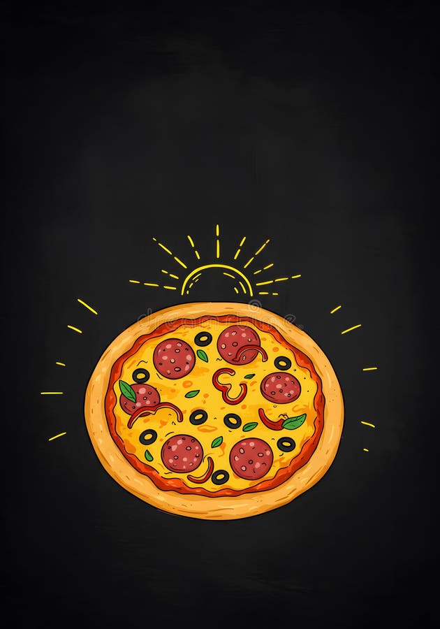 Pizza Seamless Pattern. Hand-drawn Vector Seamless Repeat Pattern of ...