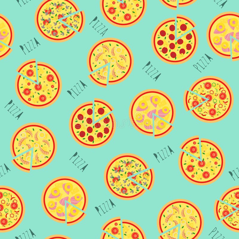 Pizza seamless pattern stock vector. Illustration of element - 99643612
