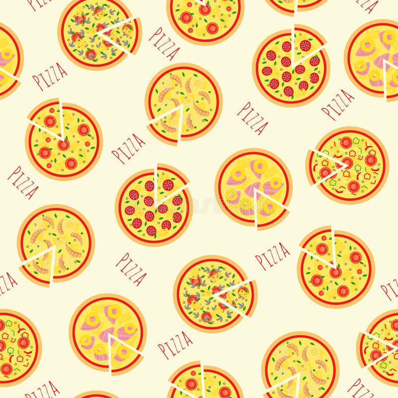 Pizza seamless pattern stock vector. Illustration of hand - 99643638