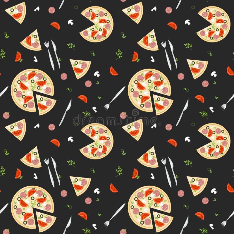 Pizza Seamless Pattern .Vector Illustration Stock Vector - Illustration ...