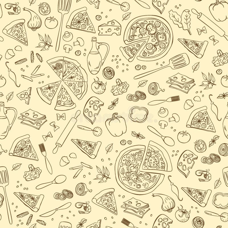 Pizza Seamless Pattern. Vector Pizza Pattern. Stock Illustration ...