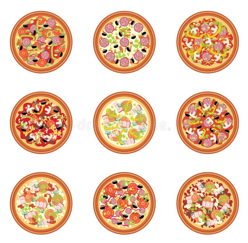 Set of Stylized Pizza stock vector. Illustration of artistic - 36243998
