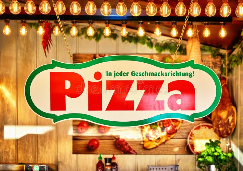Pizza Shop Sign with Nice Lighted Background Stock Photo - Image of ...
