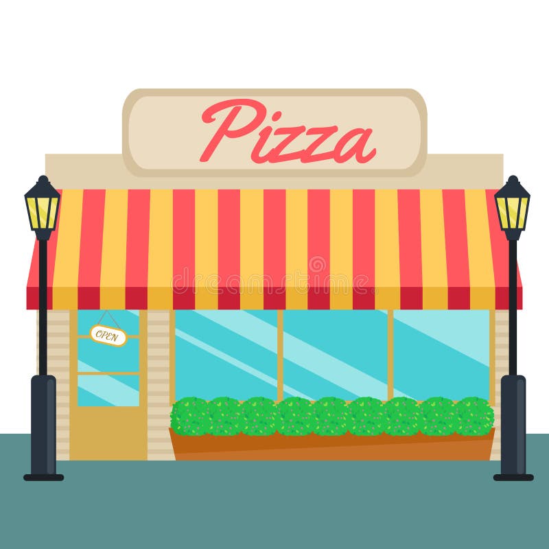 Pizza Shops and Store Front Flat Style. Vector Illustration Stock ...