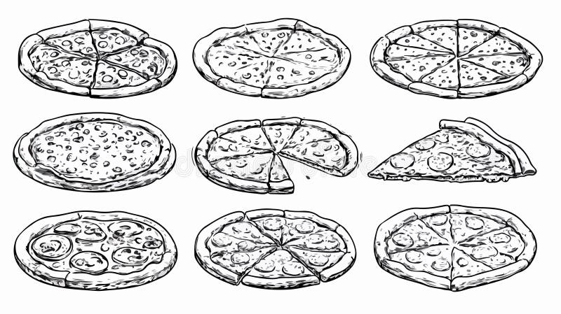 Pizza Silhouette Vector Set on White Background Stock Vector ...