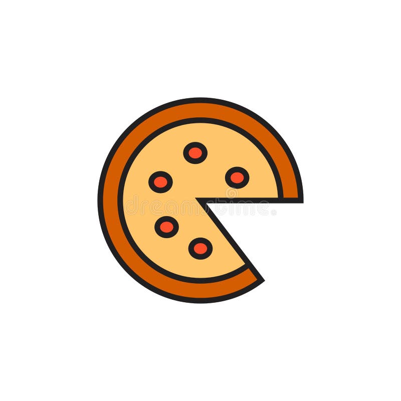 PIZZA, Simple Linear Icon on a White Background, Delicious Pizza ...