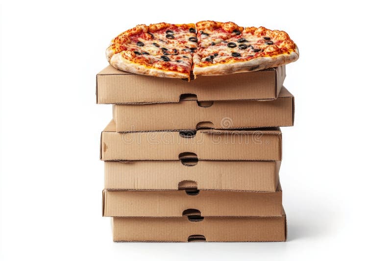 A Pizza Sitting Atop a Stack of Empty Pizza Boxes, Great for Food and ...