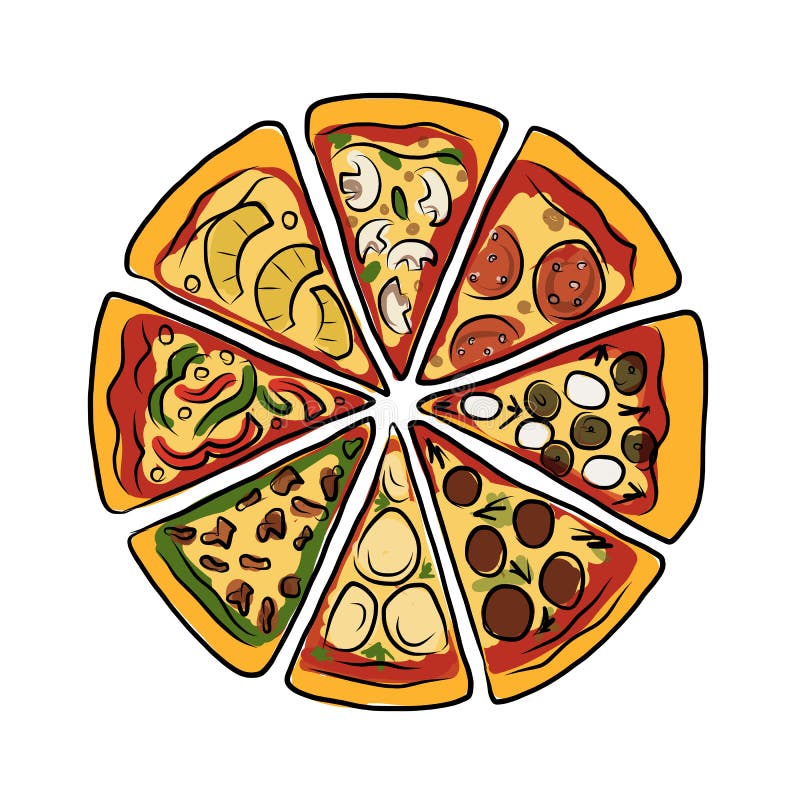 Pizza, Sketch for Your Design Stock Vector - Illustration of pizza ... Pizza, Sketch for Your Design Stock Vector - Illustration of pizza ...