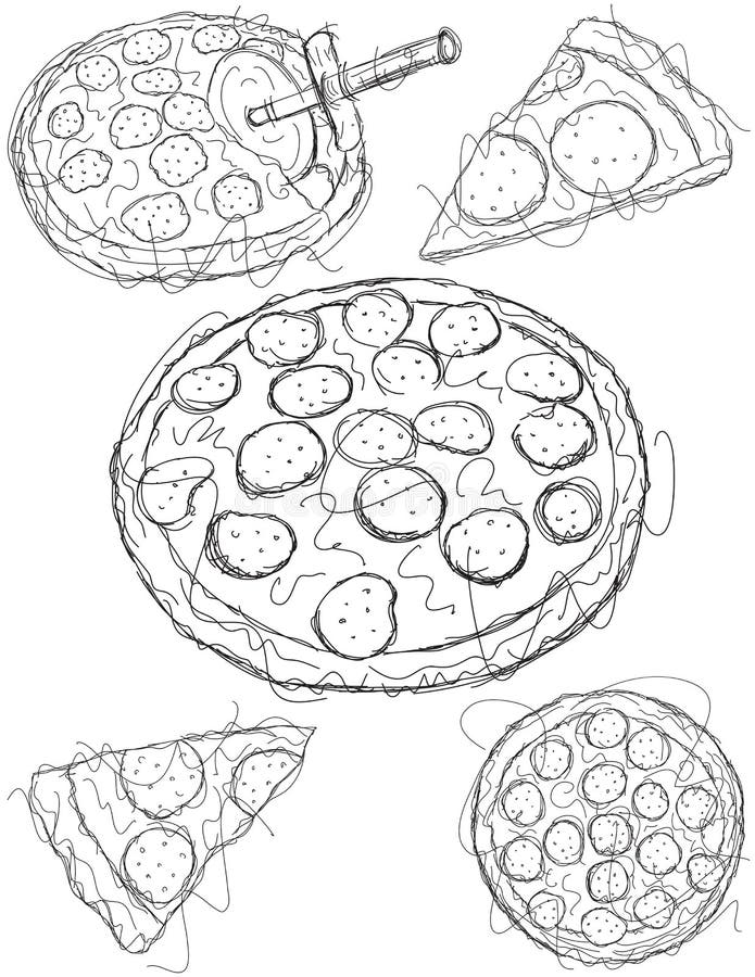 Pizza sketches stock vector. Illustration of dinner, graphic - 59908068