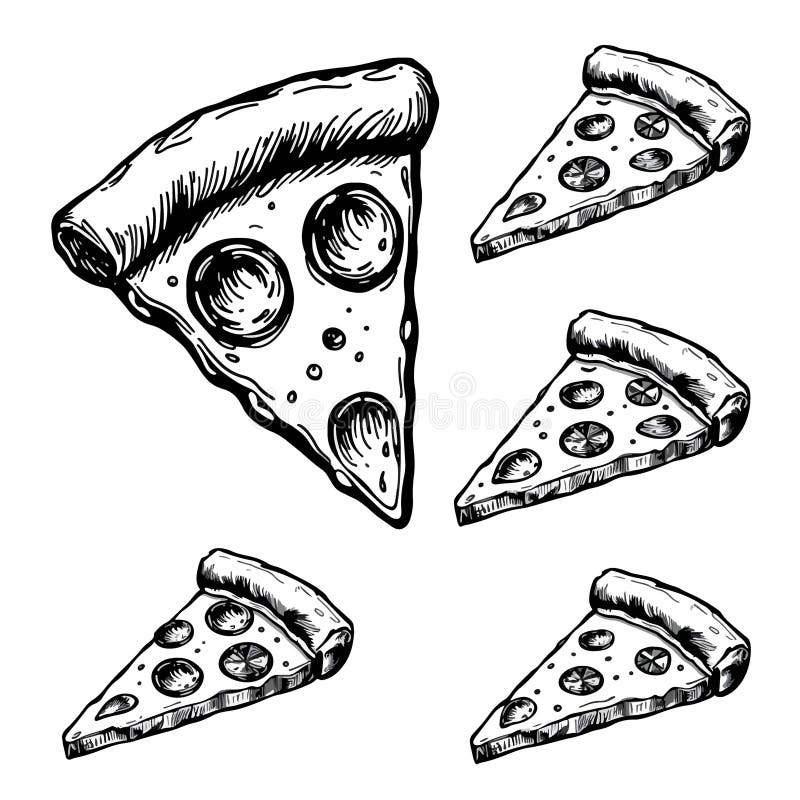 Illustration Slice of Pizza with Cheese and Toppings Isolated ...