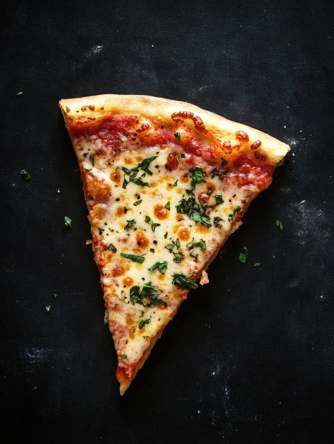 Pizza Slice on Black Background Stock Photo - Image of darkness ...