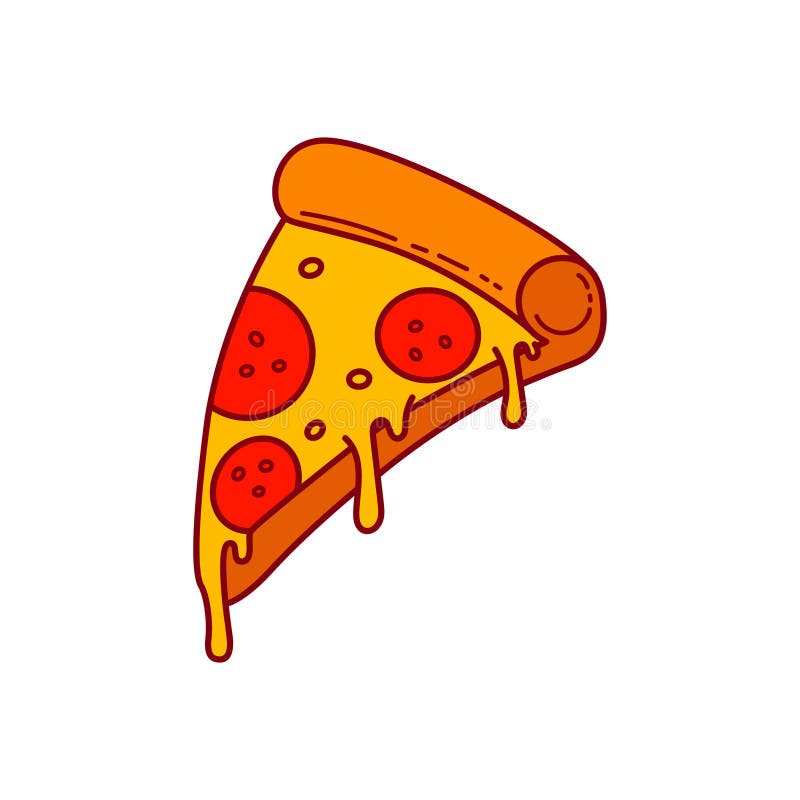 Pizza Slice. Cartoon Pizza Illustration. Pizza with Melted Cheese ...