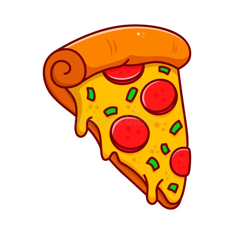 Pizza Slice. Cartoon Pizza Illustration. Pizza with Melted Cheese ...