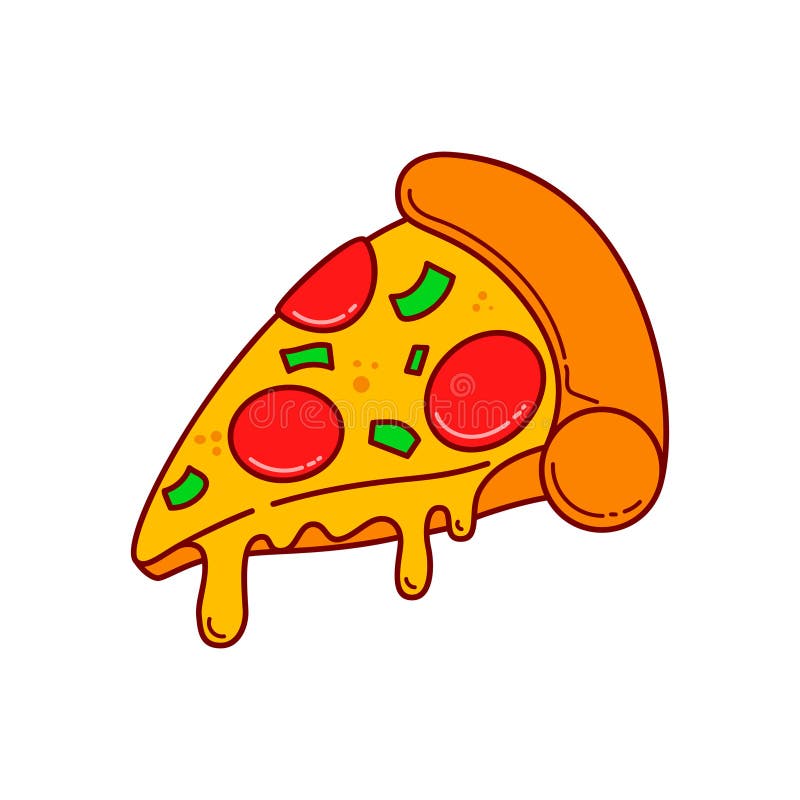 Pizza Slice. Cartoon Pizza Illustration. Pizza with Melted Cheese ...