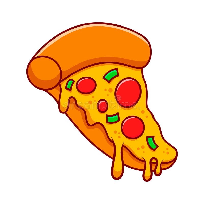 Pizza Slice. Cartoon Pizza Illustration. Pizza with Melted Cheese ...