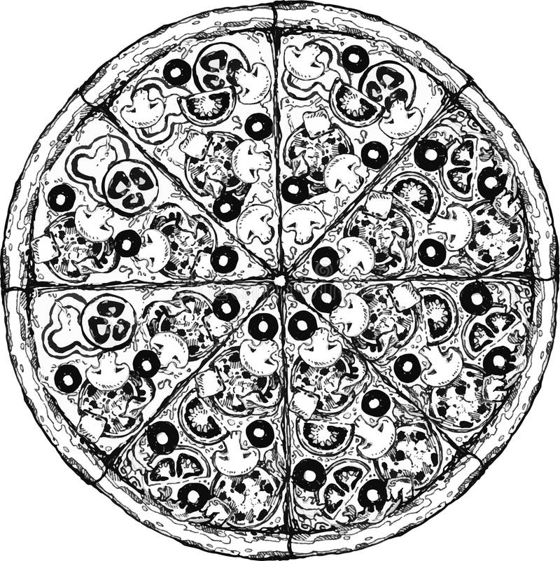 Pizza Slice Drawing. Hand Drawn Pizza Illustration. Great for Menu ... Pizza Slice Drawing. Hand Drawn Pizza Illustration. Great for Menu ...