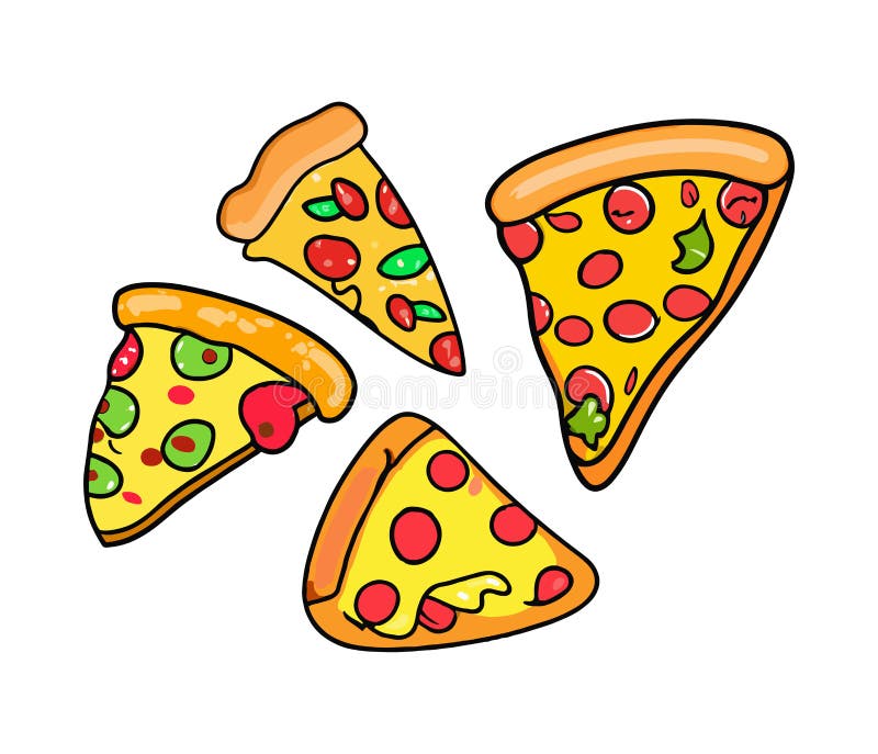 Pizza Slice with Dripping Cheese. Vector Illustration Stock Vector ...