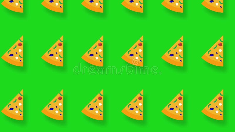 Pizza Slice Flat Animation Isolated on Green Screen with 3d Effect ...