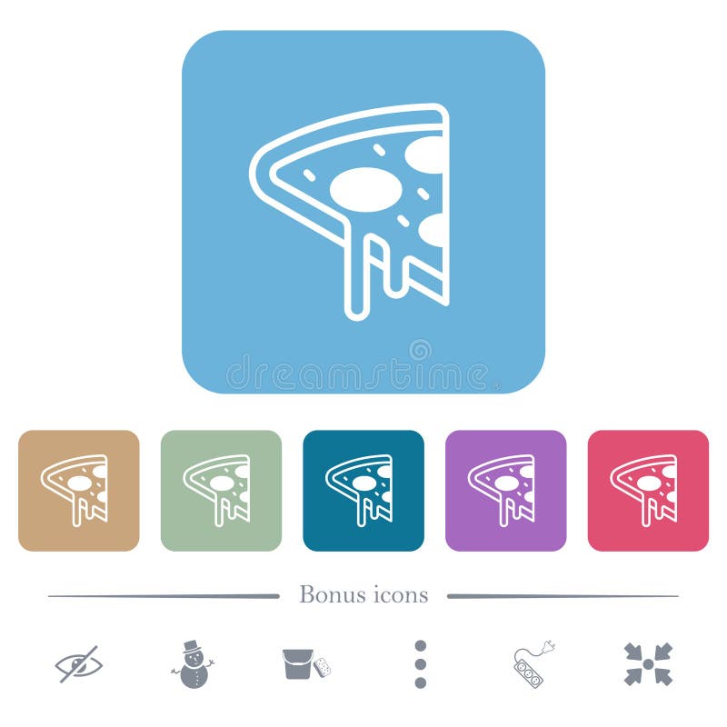 Pizza Slice Flat Icons on Color Rounded Square Backgrounds Stock Vector ...