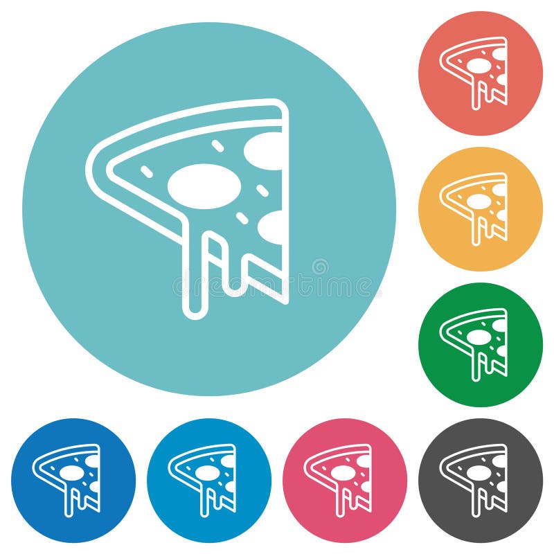 Pizza Slice Flat Round Icons Stock Vector - Illustration of food, pizza ...