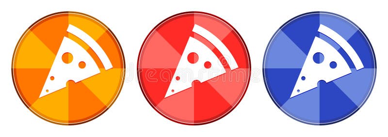 Pizza Slice Icon Burst Light Round Button Set Illustration Stock Vector ...