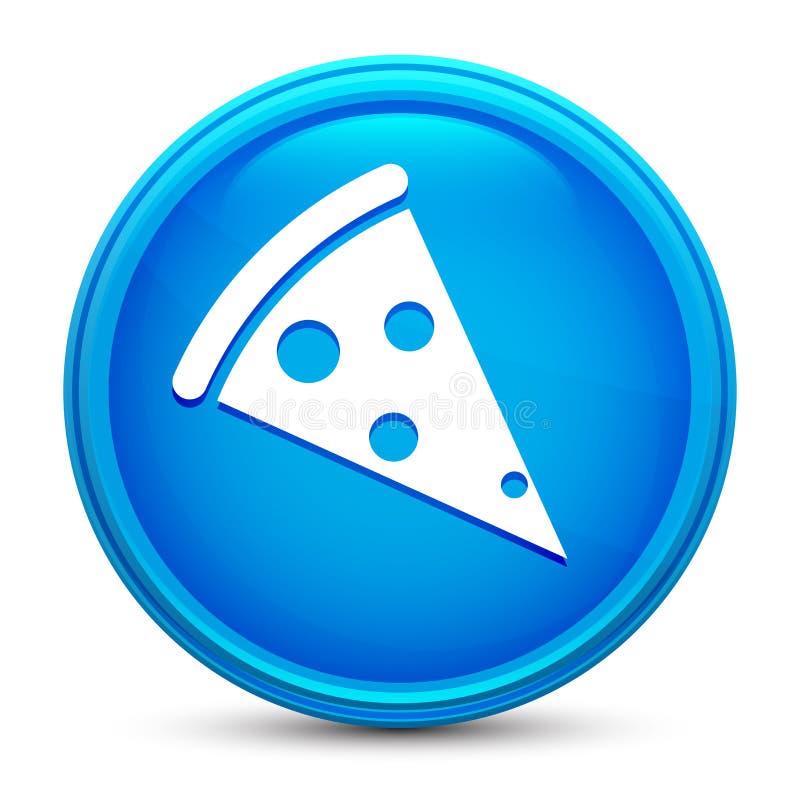 Pizza Slice Icon Gold Round Button Golden Coin Shiny Frame Luxury ...