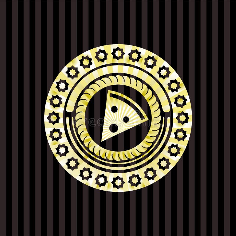 Pizza Slice Icon Inside Gold Badge or Emblem. EPS10 Stock Vector ...