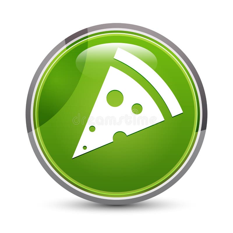 Pizza Slice Icon Elegant Green Round Button Vector Illustration Stock ...