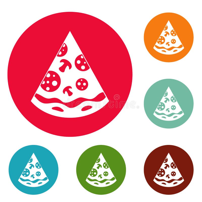 Pizza Slice Icons Circle Set Stock Illustration - Illustration of ...