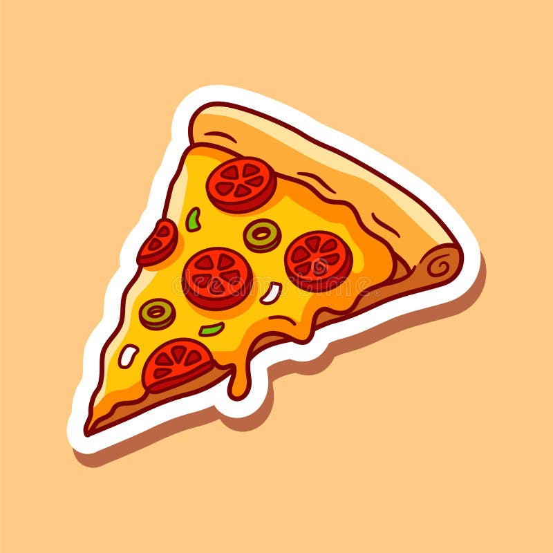Pizza Slice Illustration Vector. Pizza Sticker Stock Vector ...