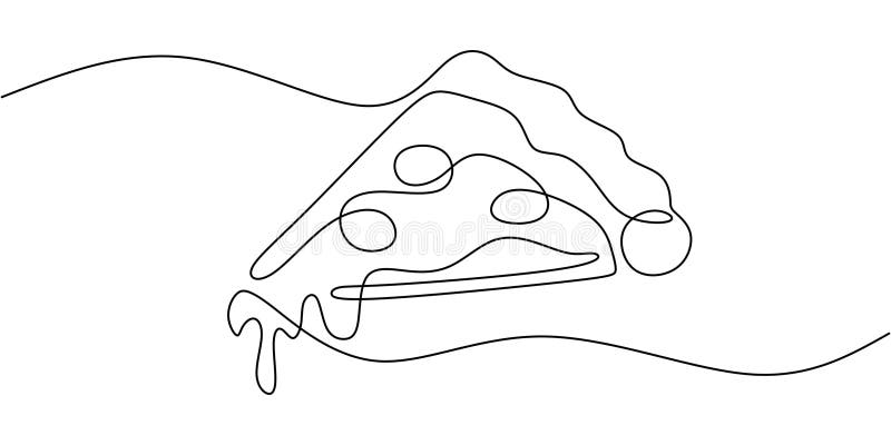 Pizza Slice One Line Drawing. Casual Dining and Simple Food Design ...