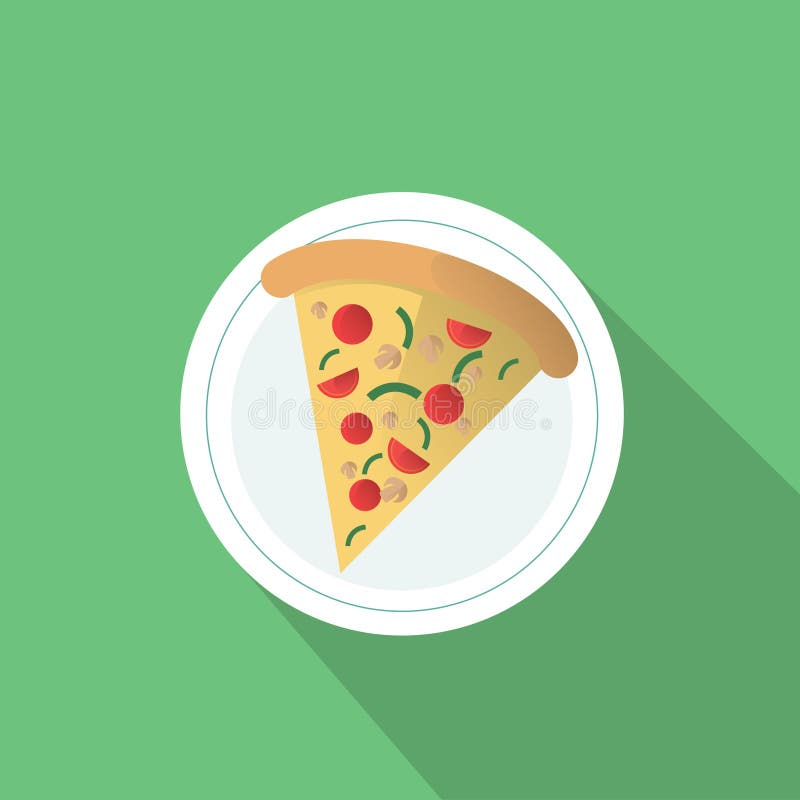 Pizza Slice on the Plate. Vector Illustration Decorative Design Stock ...