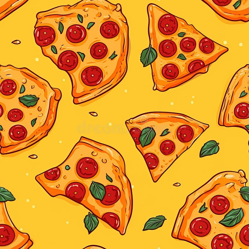 Pizza Slice Seamless Pattern Stock Illustration - Illustration of ...