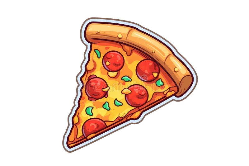 Pizza Slice Sticker on Isolated White Background Stock Illustration ...